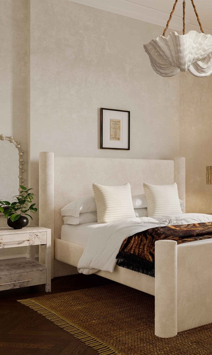 Everly Cream Velvet Bed – Meadow Blu