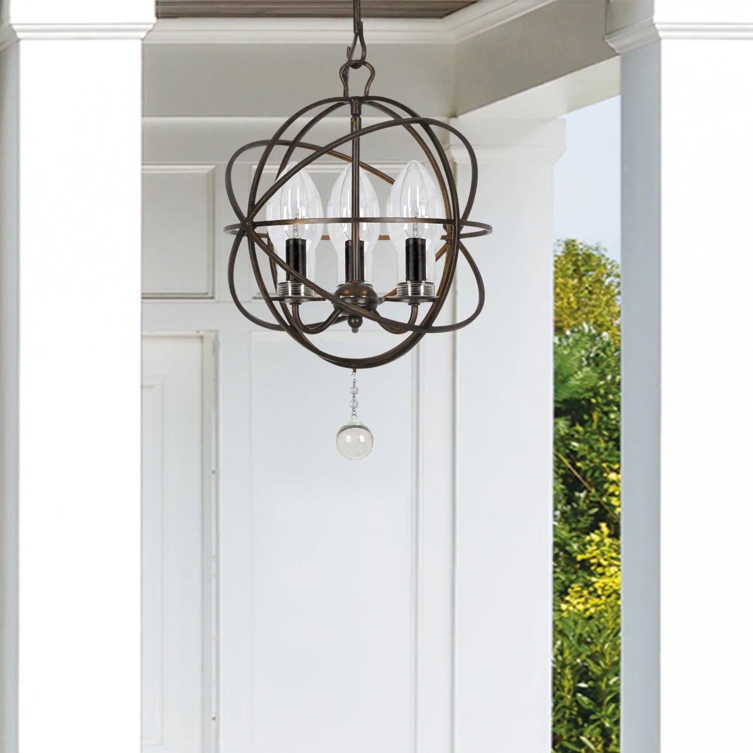 Crystorama Solaris Outdoor Bronze Sphere Chandelier – Meadow Blu