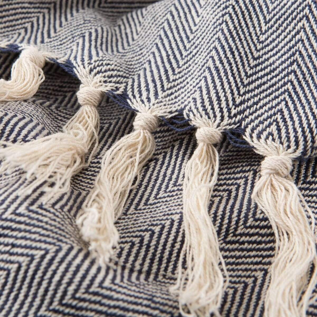 Jaipur Seabreeze Throw - Majolica Blue & Birch – Meadow Blu