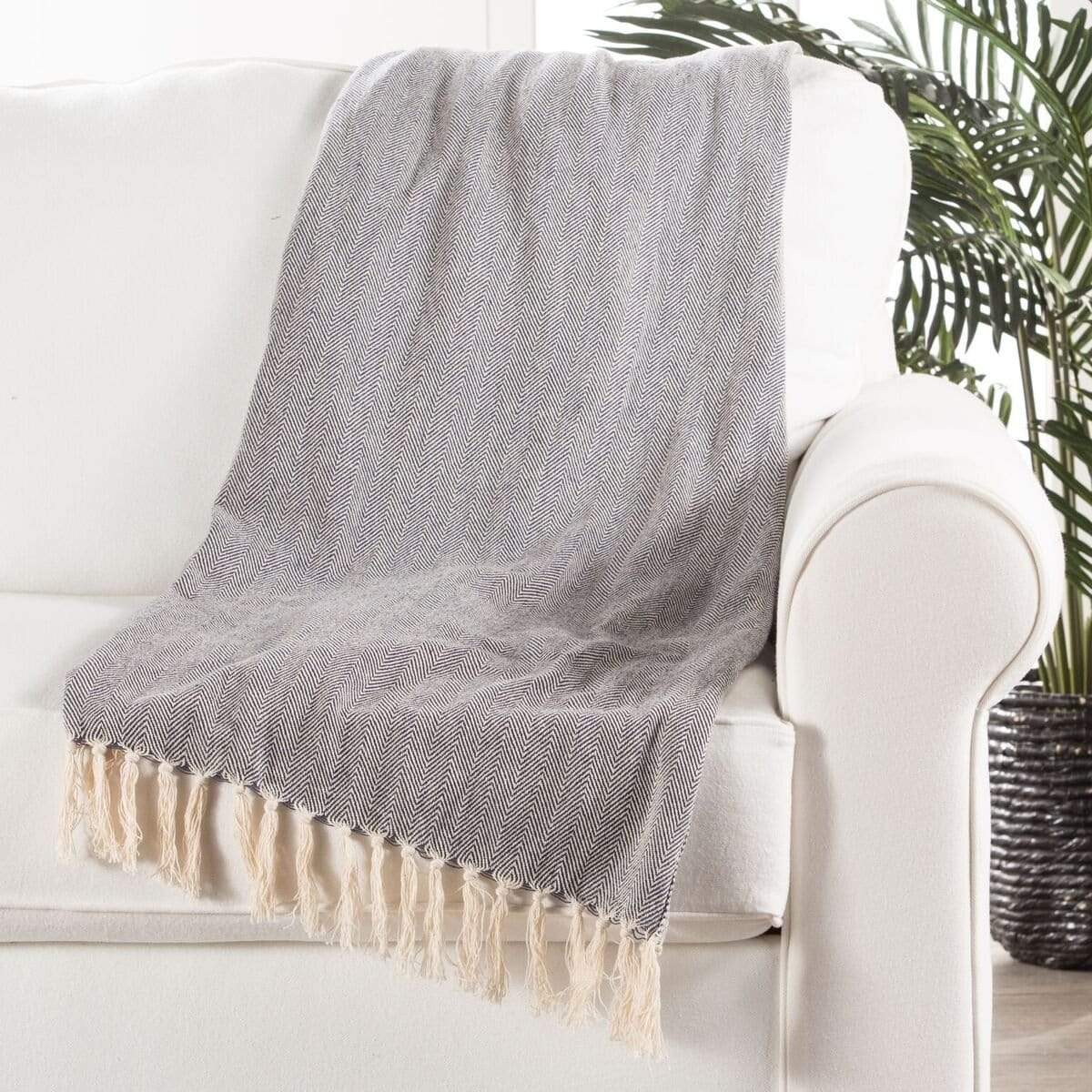Jaipur Seabreeze Throw - Majolica Blue & Birch – Meadow Blu