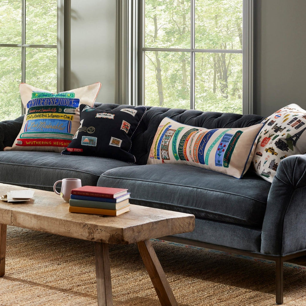 Loloi Rifle Paper Co. Book Club Pillow – Meadow Blu