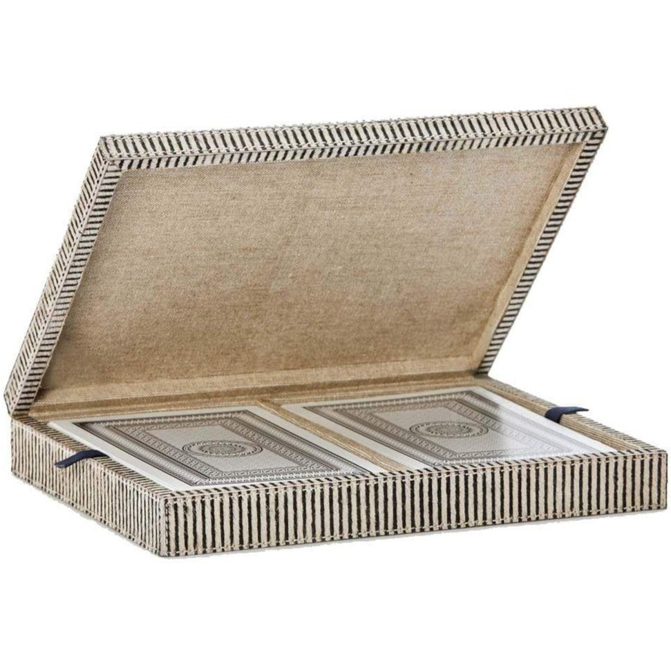 Pigeon & Poodle Lesten Extra Large Card Box Set - Brown Candy Striped ...